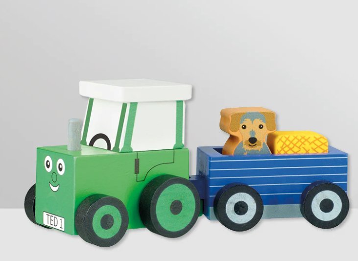 Tractor Ted And Trailer Wooden Toy - BATA Ltd