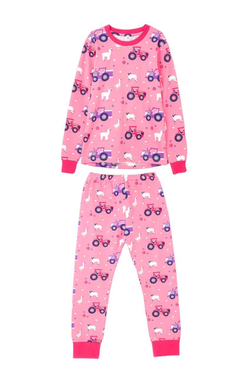 Lighthouse Girls' Pink Tractor Print Pyjamas - BATA Ltd