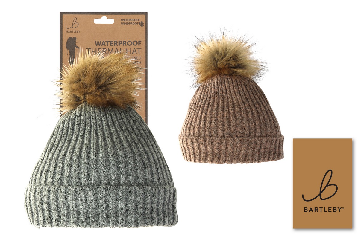 Bartleby Women's Waterproof Ribknit Bobble Hat - BATA Ltd