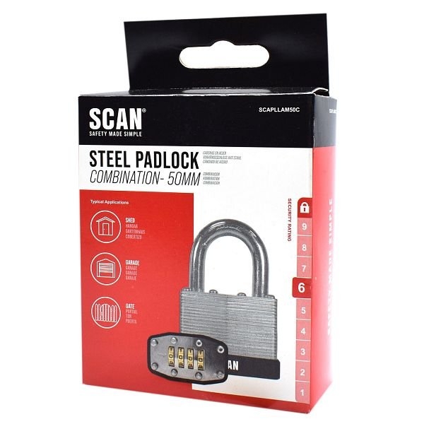 Scan Laminated Steel Combination Padlock - BATA Ltd